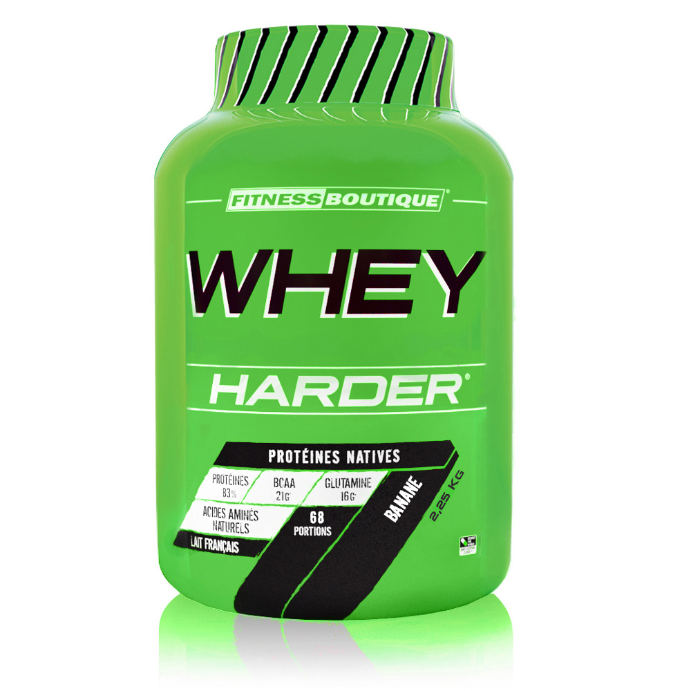 Protéines Whey Harder FITNESSBOUTIQUE HARDER Pot de 2,250 kg Banane ...
