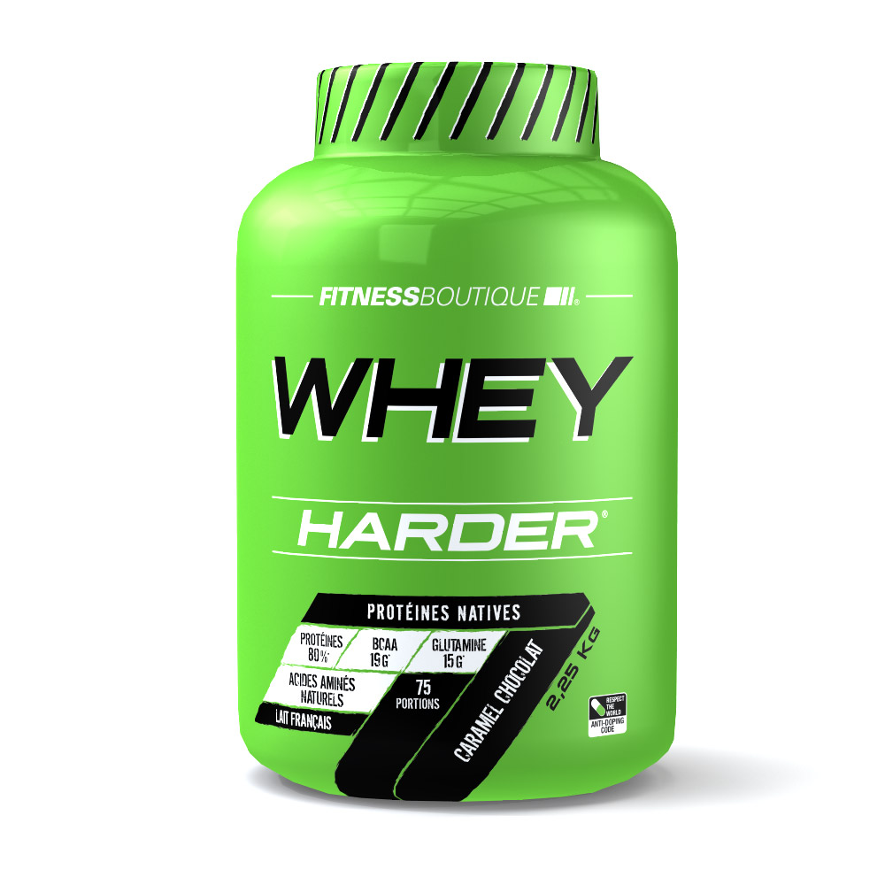 Protéines Whey Harder FITNESSBOUTIQUE HARDER Pot de 2,250 kg Caramel ...
